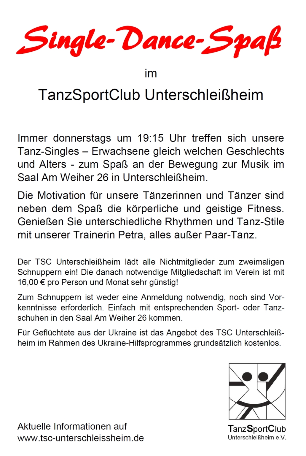 TanzSportClub Unterschleißheim - Einladung zur Silvester-Party - TanzSportClub Unterschleißheim e.V.